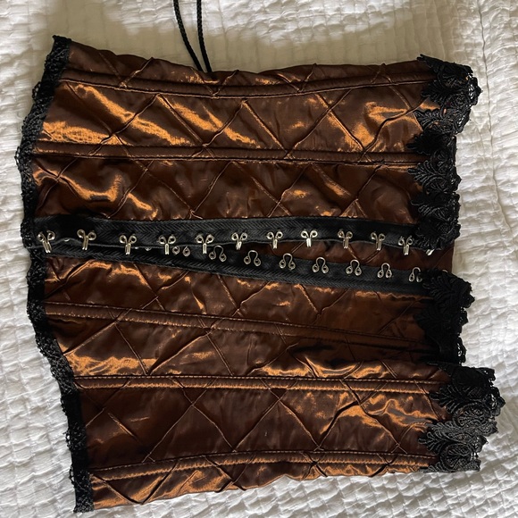 Tesa | Intimates & Sleepwear | Burnt Orange Satin Corset With Black ...